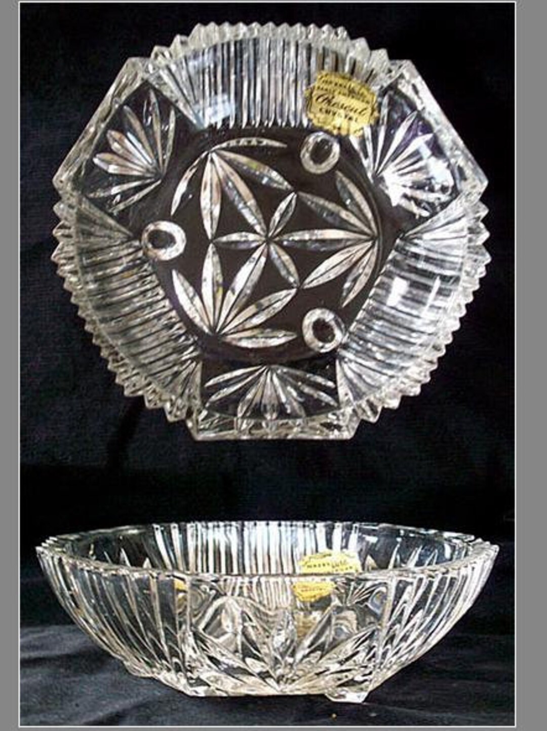Hazel Ware Prescut Crystal Bowl Early American Collectible Fine Dining ...