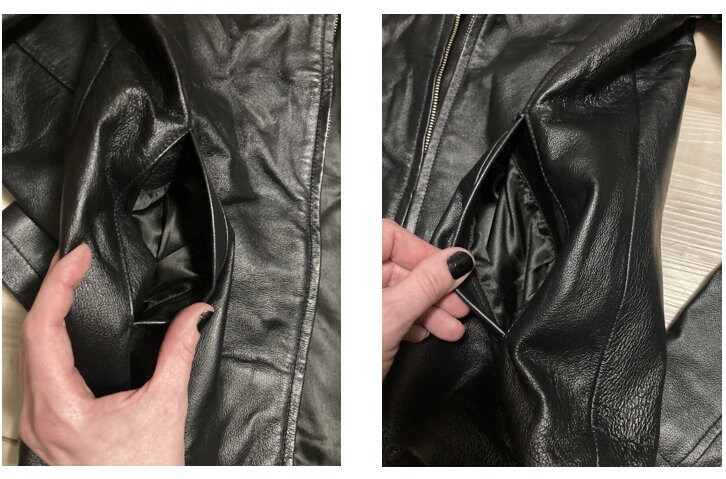 Real Work Wear Leather Coat Vintage Womens Size LARGE Black Leather ...