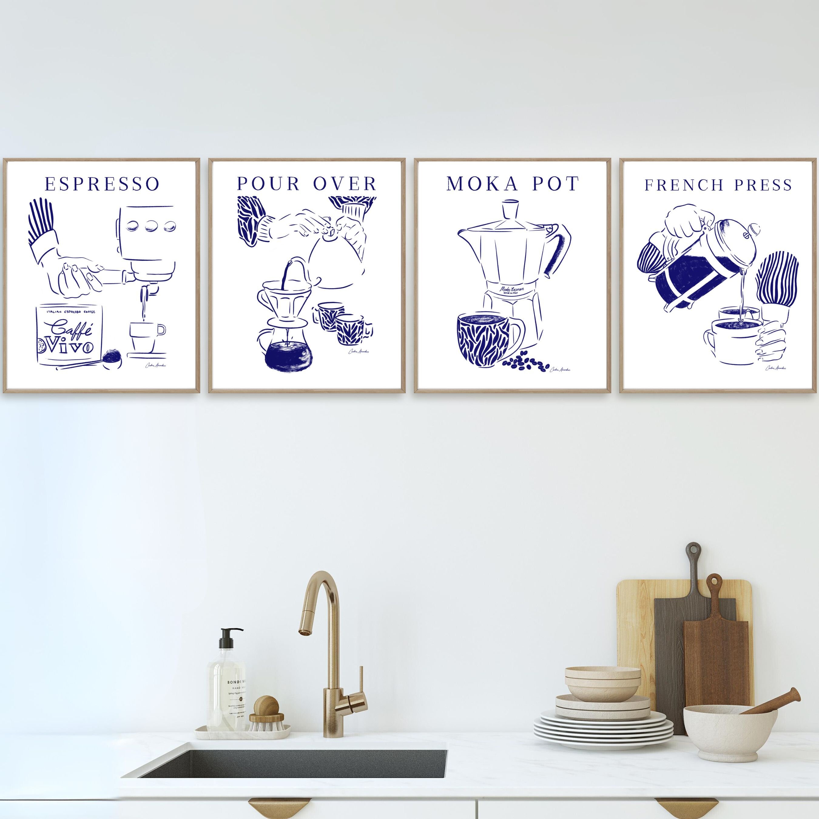 French Press Line Art Print: Minimalist Coffee Corner Decor - Etsy