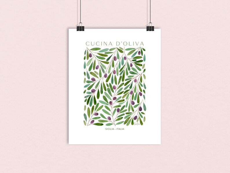 Olive Wall Art Cucina Sign Sicily Print Italian Kitchen - Etsy