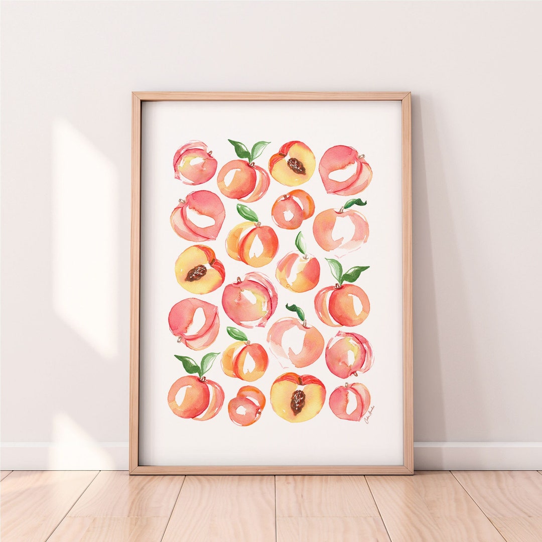Peach Watercolor Kitchen Art Print: Summer Fruit Poster - Etsy