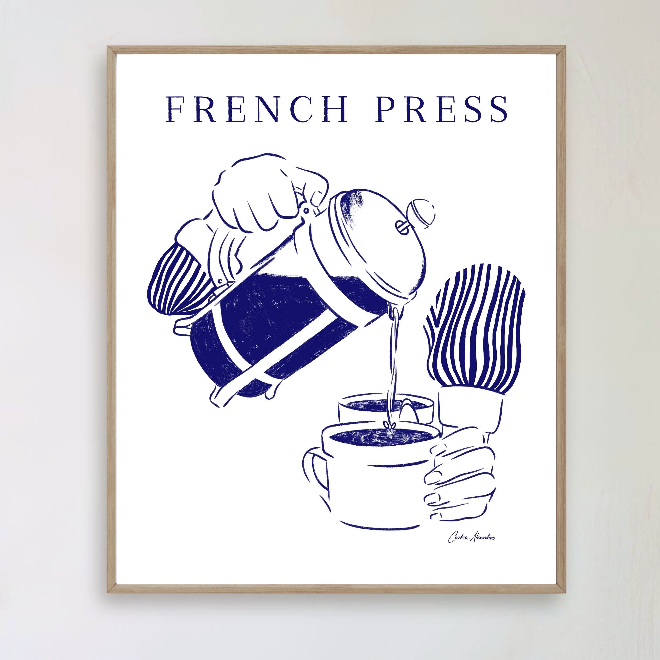 French Press Line Art Print: Minimalist Coffee Corner Decor - Etsy