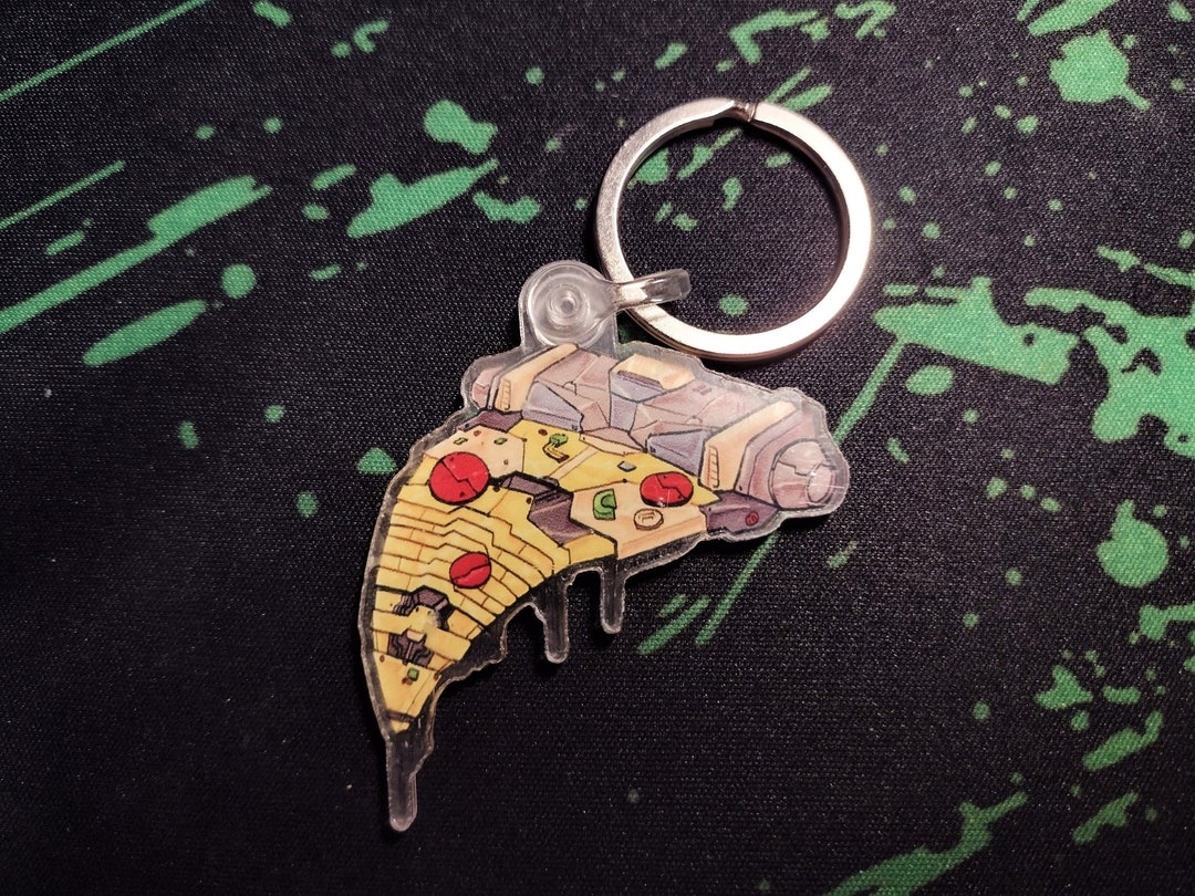 Funny Robotic Pizza Cyber Pizza Keychain Scifi Styled Food Pizza ...