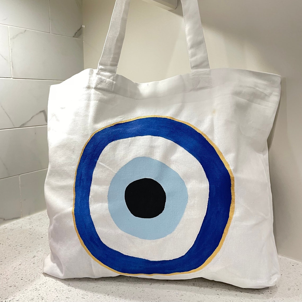 Hand Painted Evil Eye Tote Bag | Handmade | Tote Bag | Evil Eye - Etsy