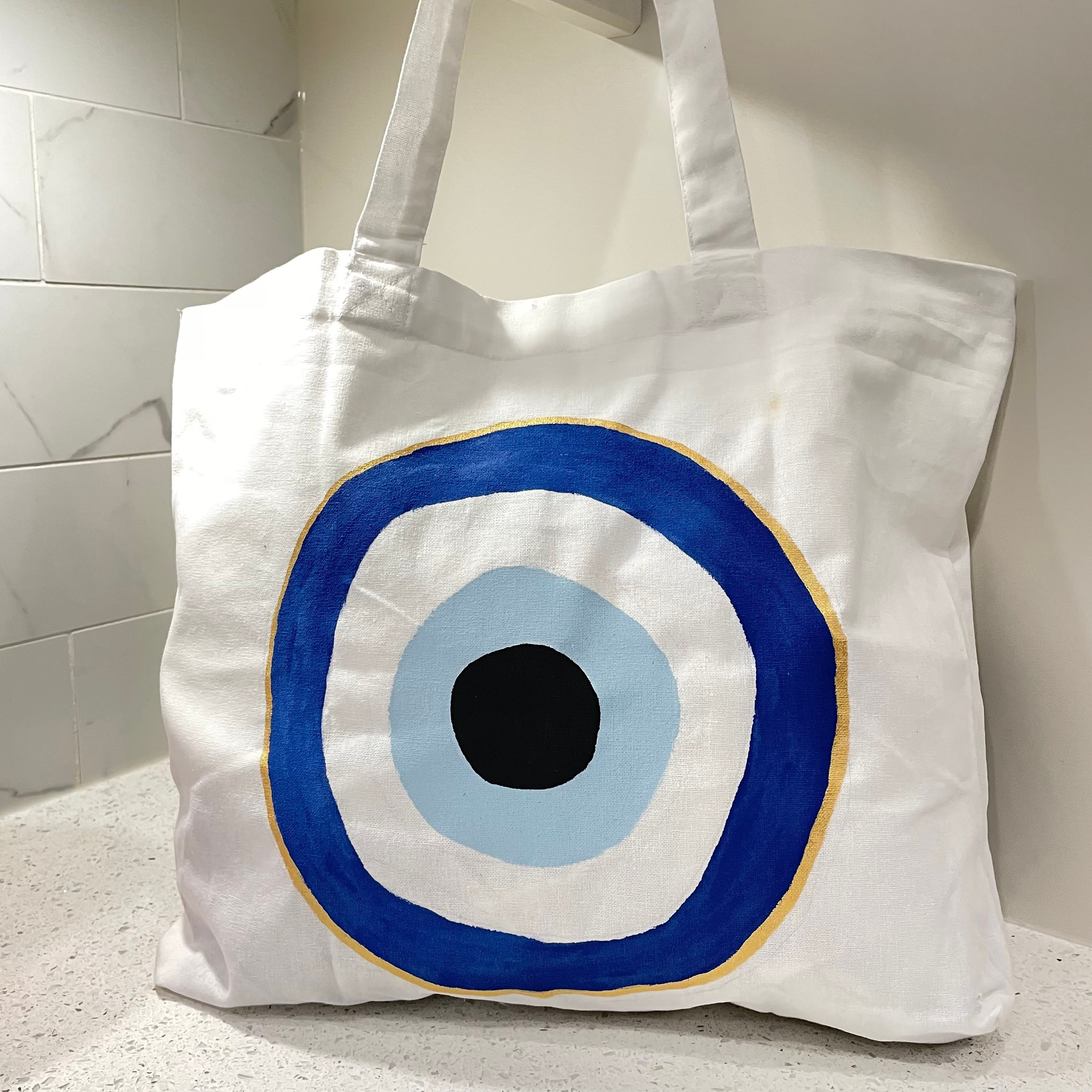 Hand Painted Evil Eye Tote Bag | Handmade | Tote Bag | Evil Eye - Etsy