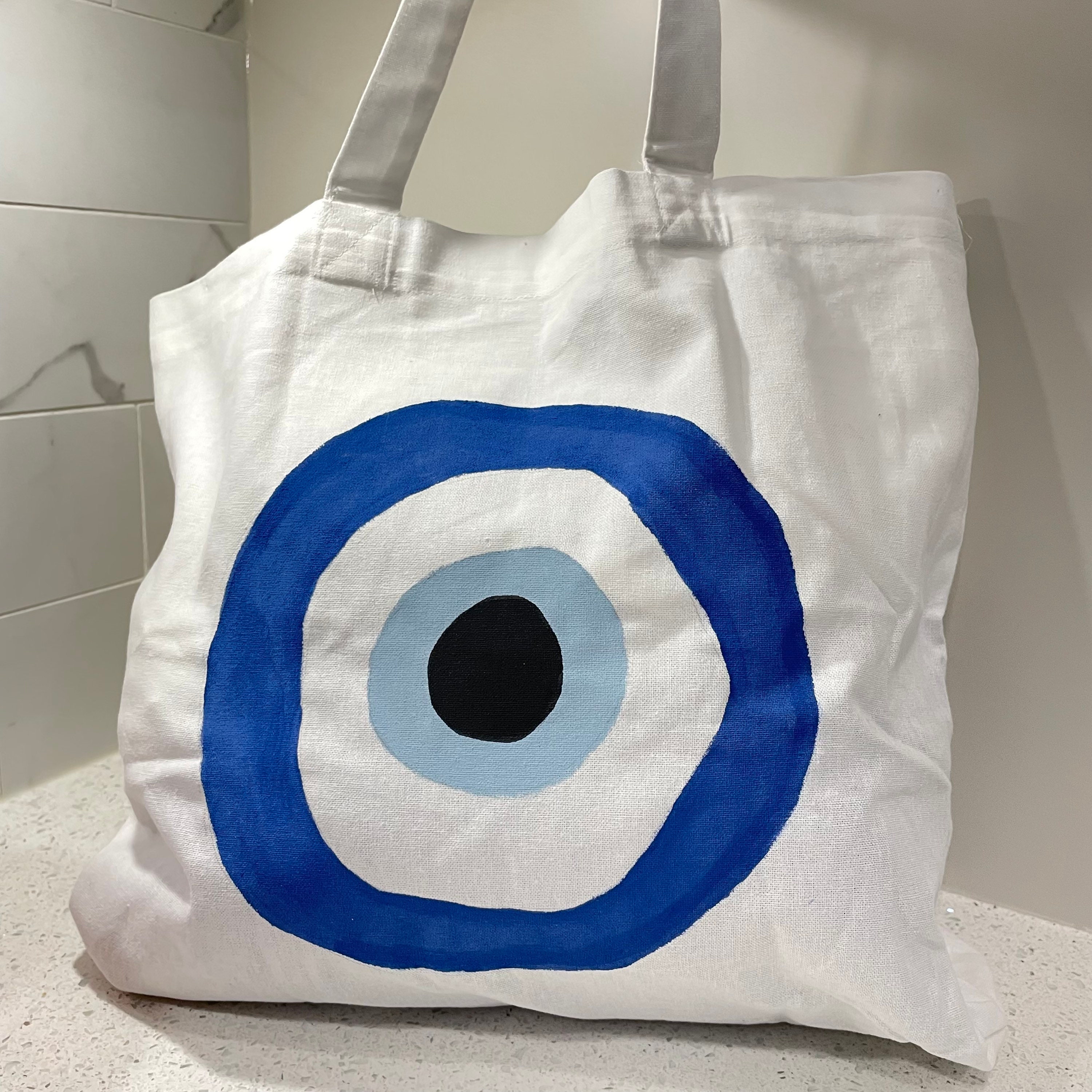 Hand Painted Evil Eye Tote Bag | Handmade | Tote Bag | Evil Eye - Etsy