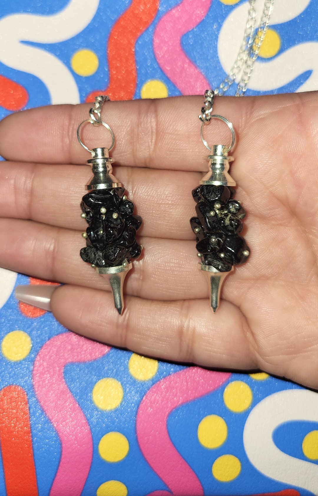 Black Tourmaline Cluster Pendulum - Etsy