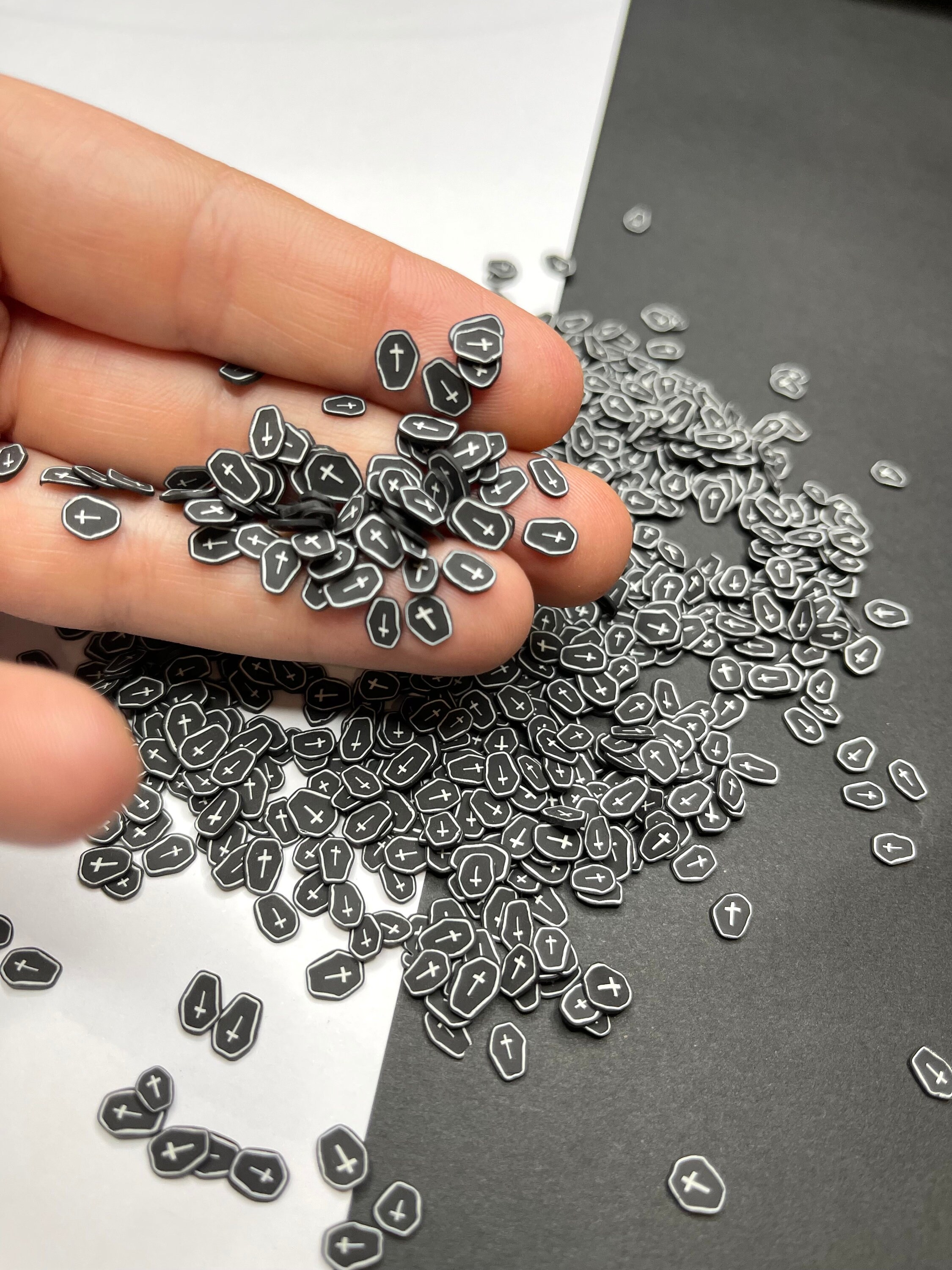 Polymer Clay Coffin Cross Black Sprinkles Slices Mix Resin - Etsy