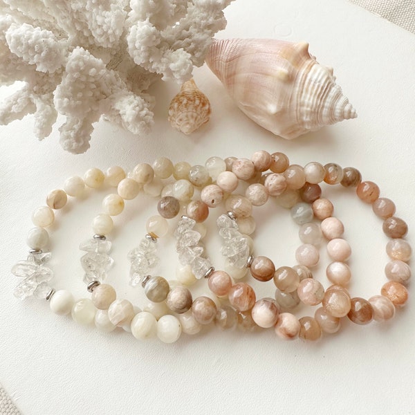 Beachy Boho Gemstone Seashell Bracelet, Coastal Bracelets, Aquamarine Bracelets, Citrine ...