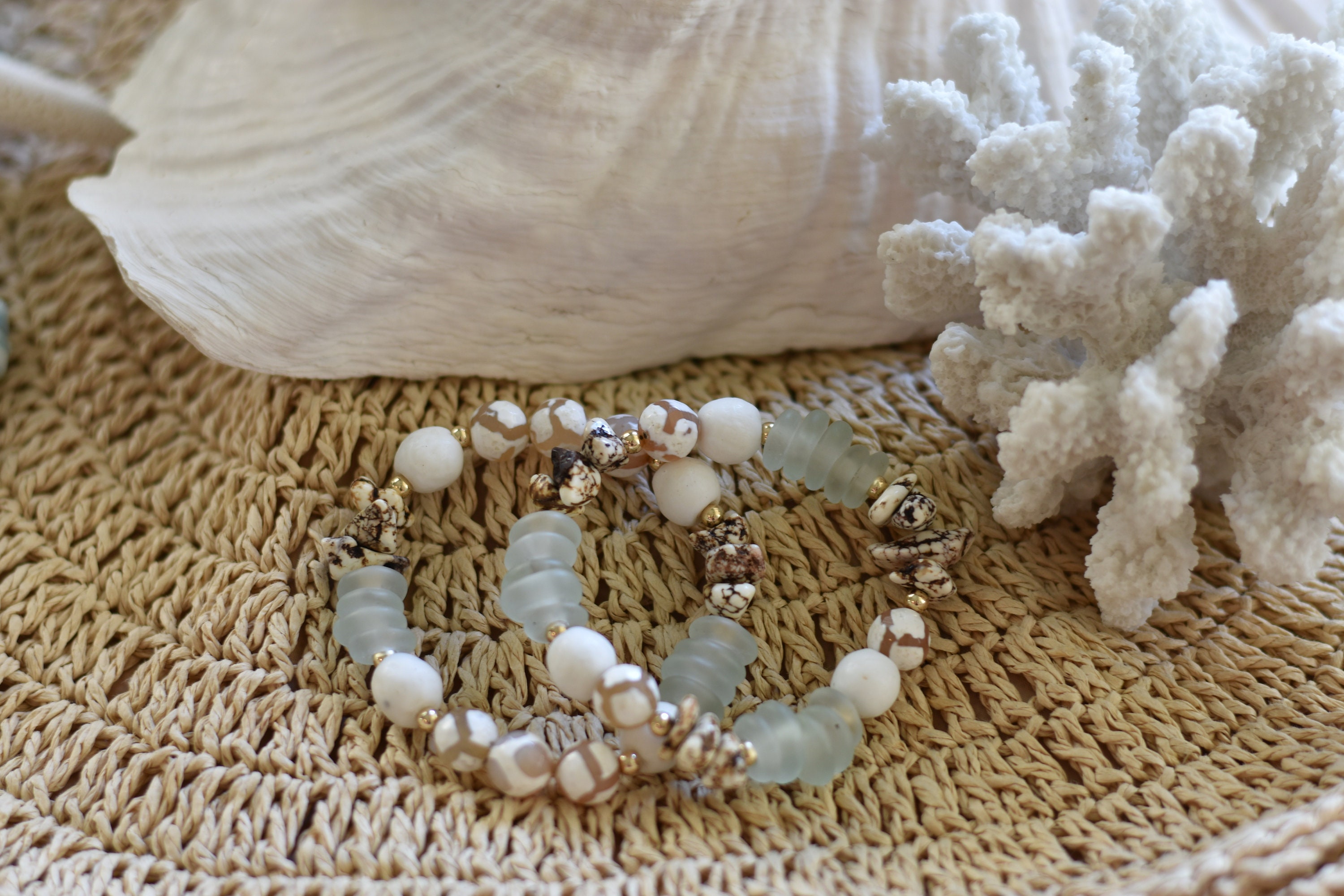 Mint Sea Glass Bracelets Neutral Bracelets Coastal - Etsy