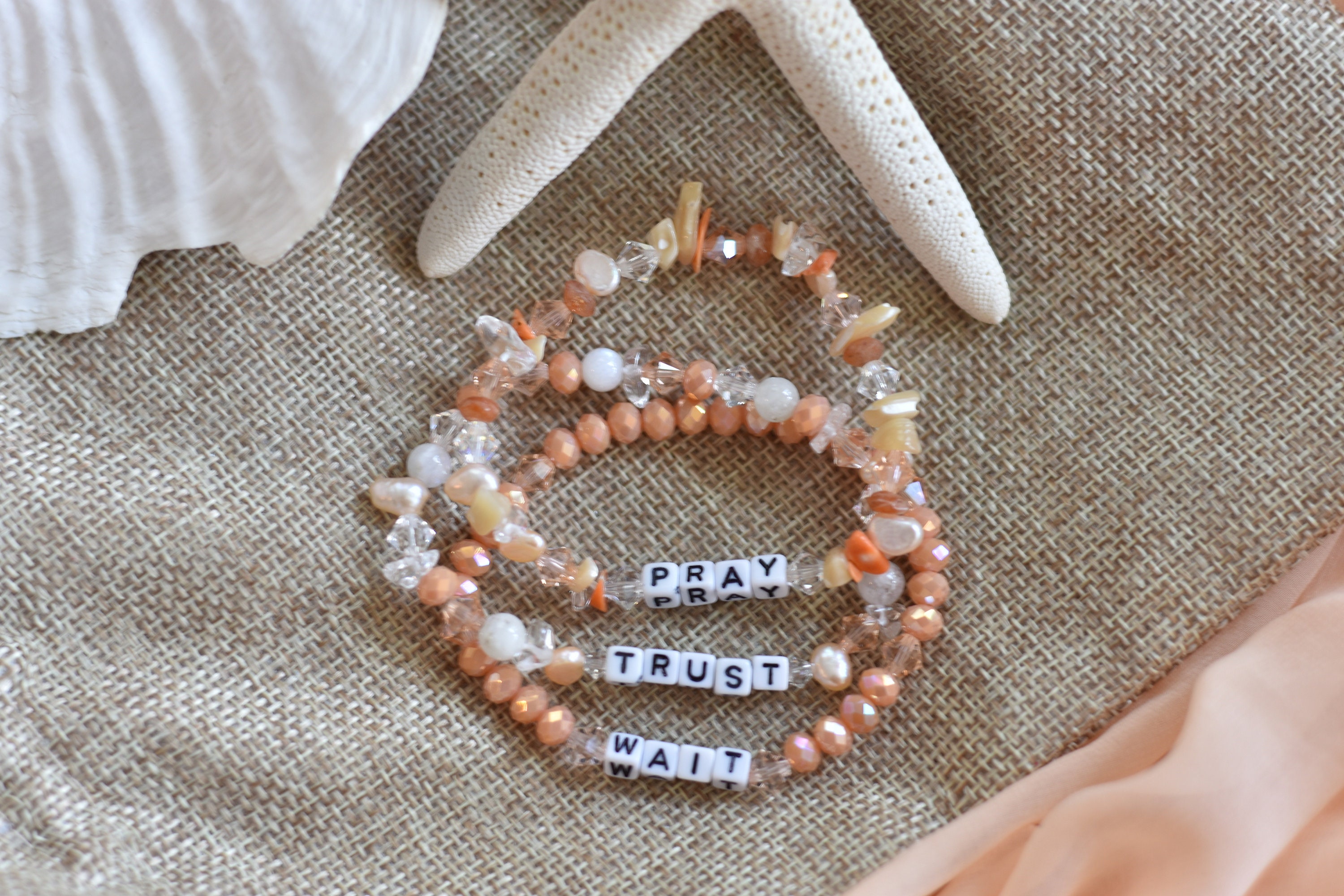 Pray Trust Wait Bracelets, Prayer Bracelets, Positive Message Bracelets ...