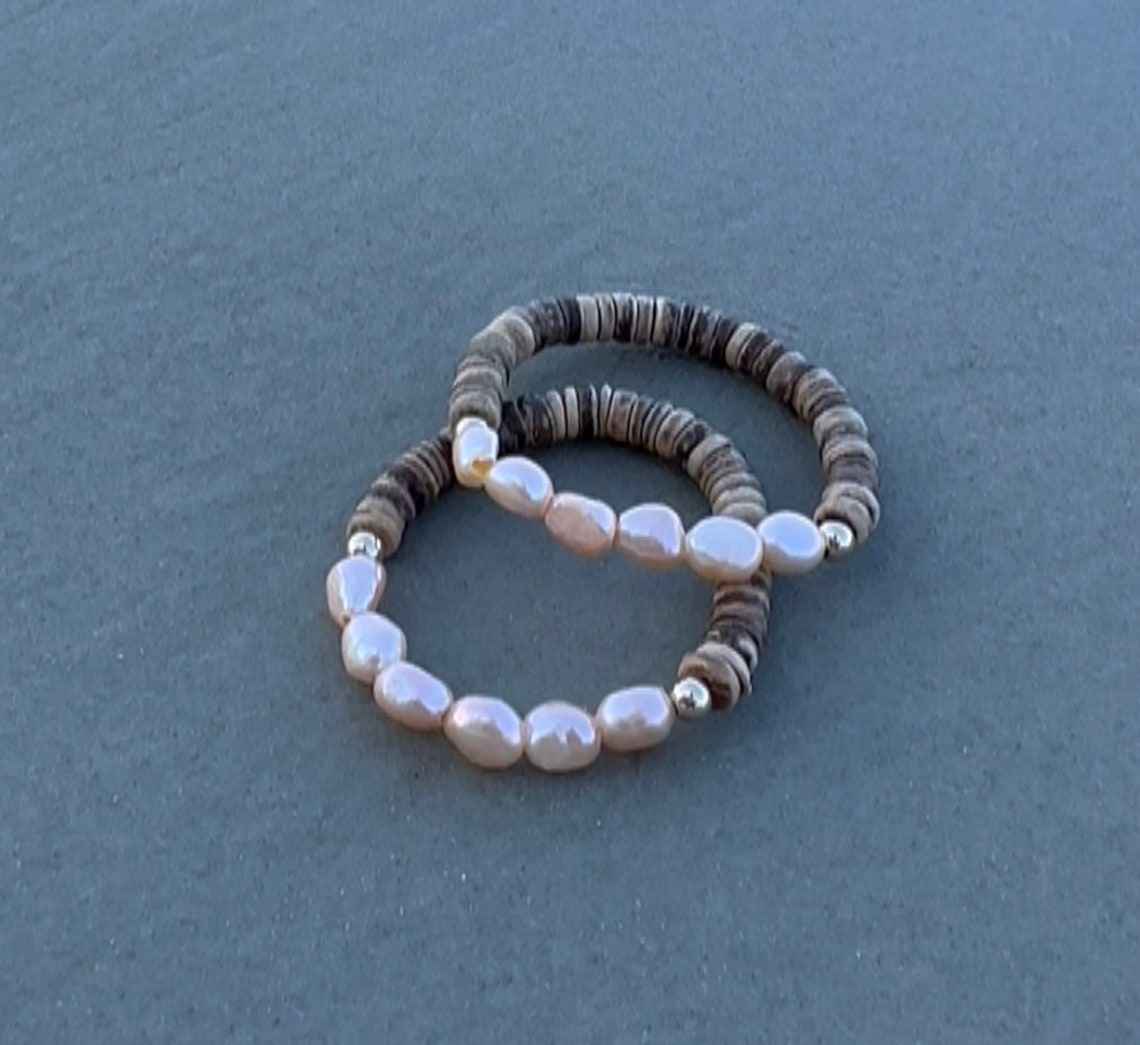 Beachy Blush Pearl and Coconut Shell With 14k Gold Filled Beads No ...