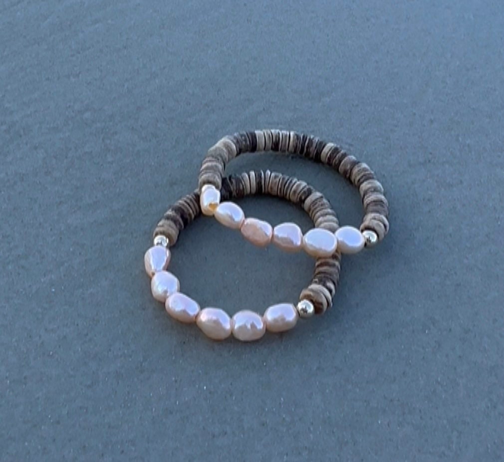 Beachy Blush Pearl and Coconut Shell With 14k Gold Filled Beads No ...