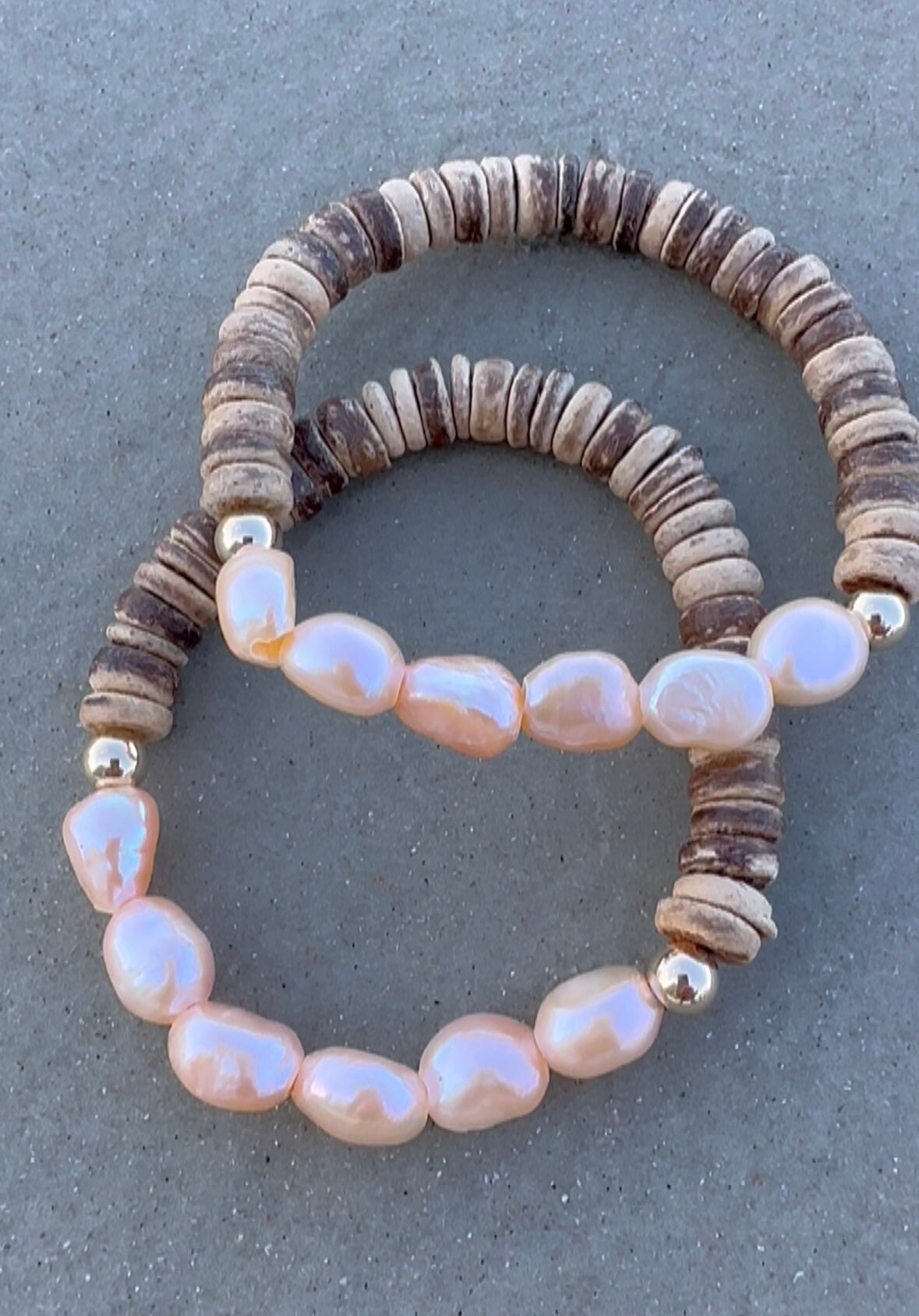 Beachy Blush Pearl and Coconut Shell With 14k Gold Filled Beads No ...