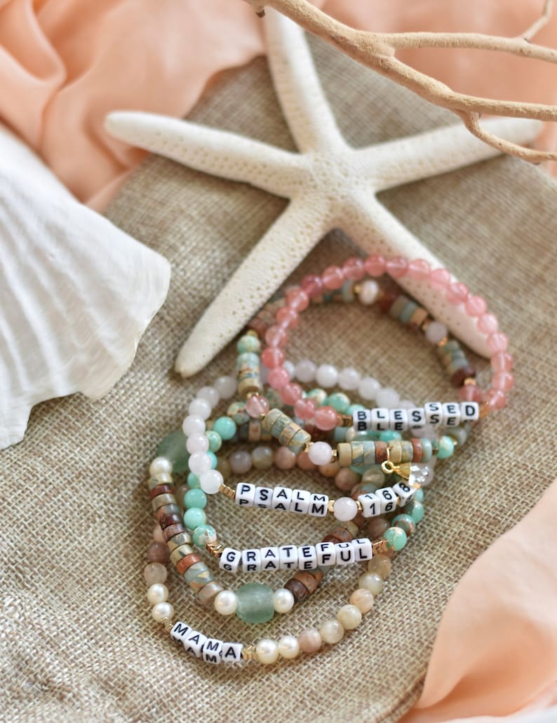 Fall Word Bracelet Stack, Positive Word Bracelets, Fall Bracelet Stack ...