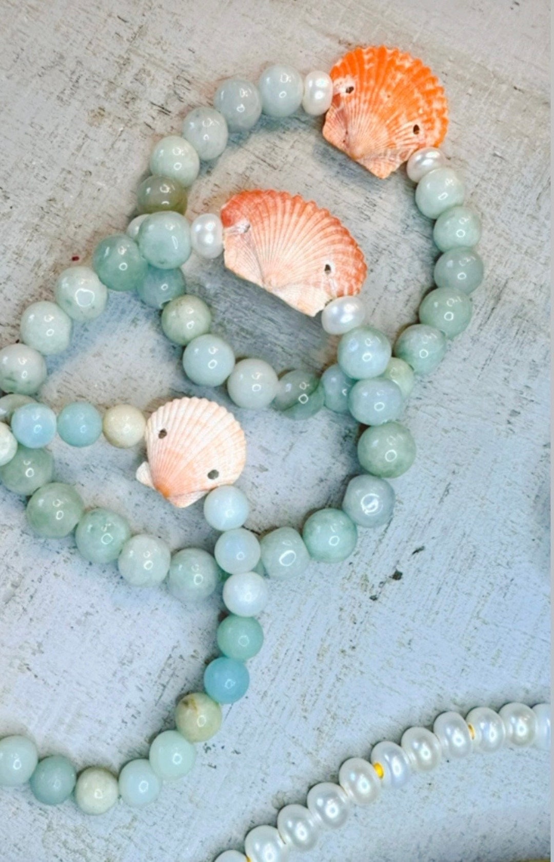 Sanibel Seashell and Natural Jade Bracelet, Seashell Bracelet, Beachcomber Bracelet, Shell ...