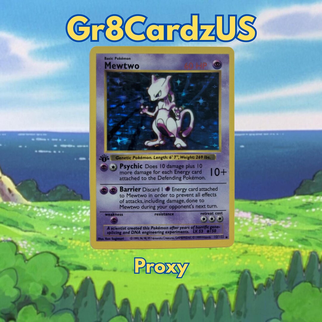 Mewtwo 1st Edition - Vintage Pokemon Card - Base Set 10/102 Holo Rare ...