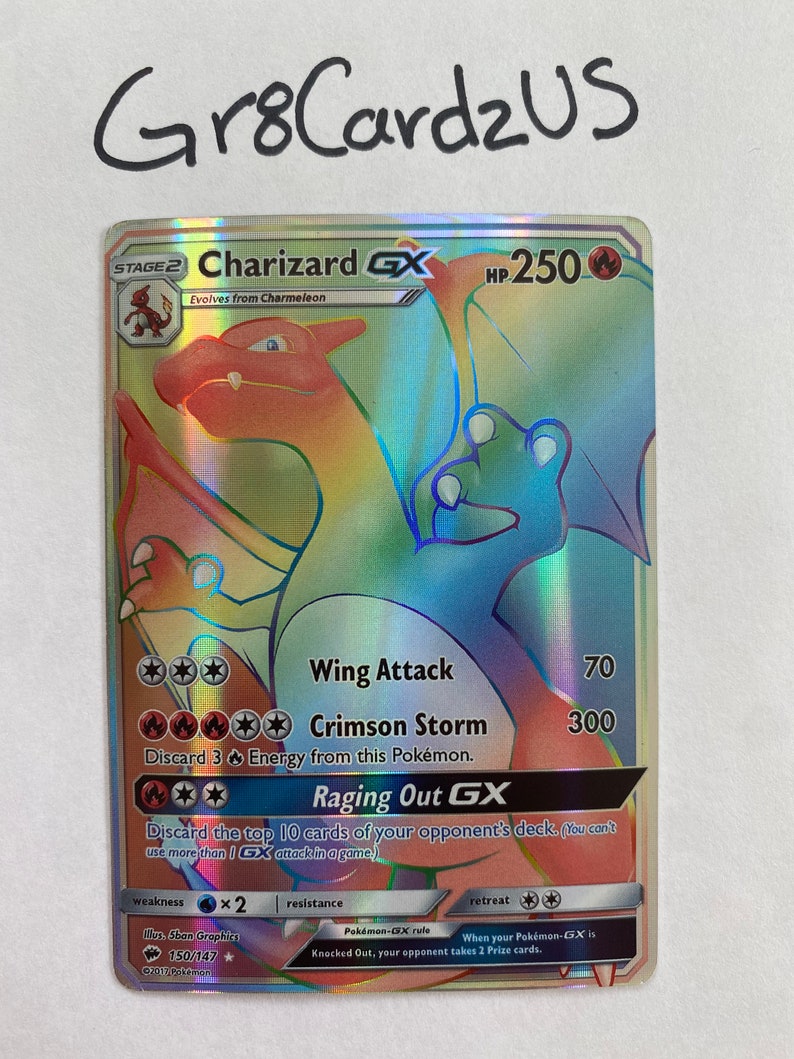 Charizard GX Rainbow GX Burning Shadows 150/147 Secret Rare Proxy Pokemon Cards - Etsy