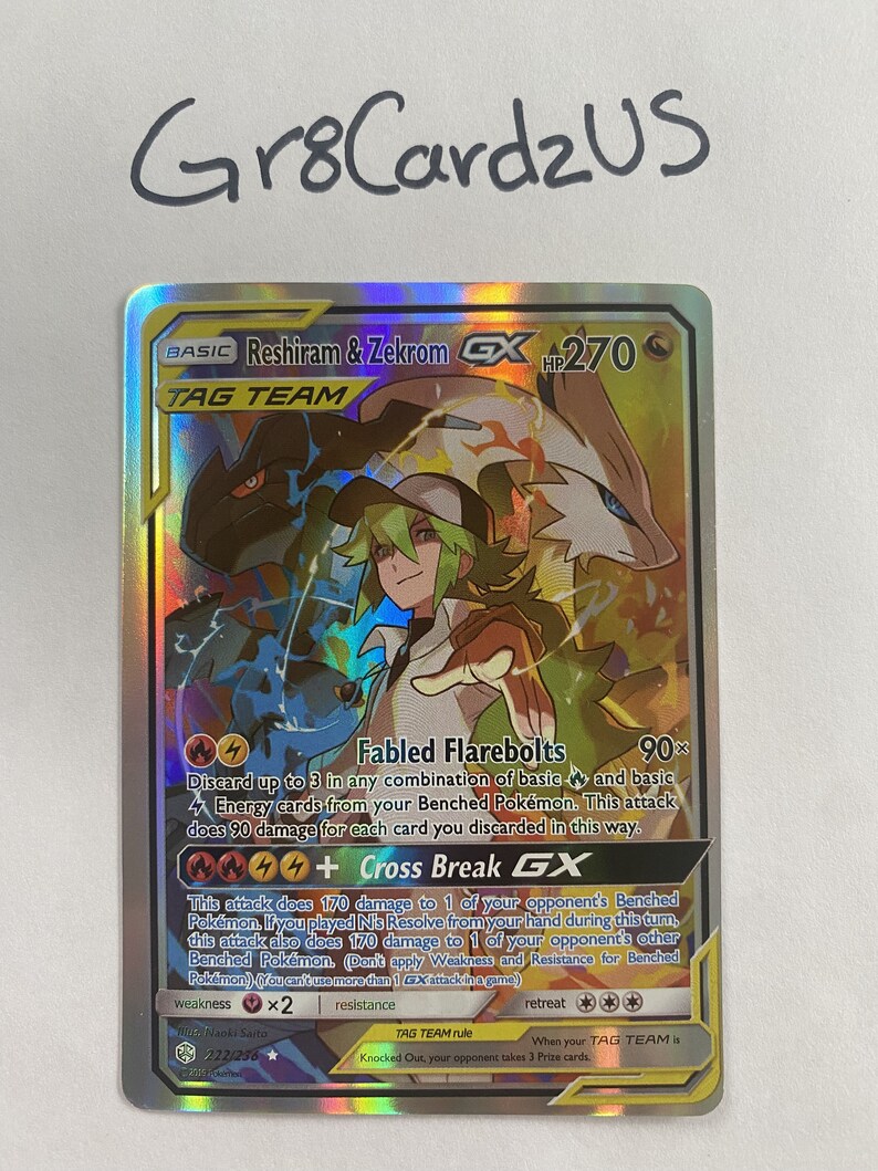 Reshiram & Zekrom GX Tag Team Pokemon Cosmic Eclipse 222/236 Ultra Rare Proxy Pokemon Cards - Etsy