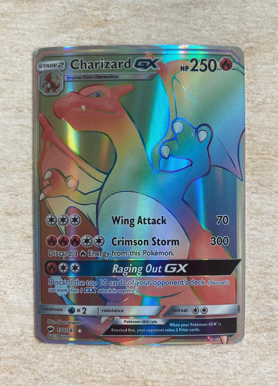 HOLO GX Rainbow CHARIZARD Burning Shadows Custom Made Pokemon Card - Etsy