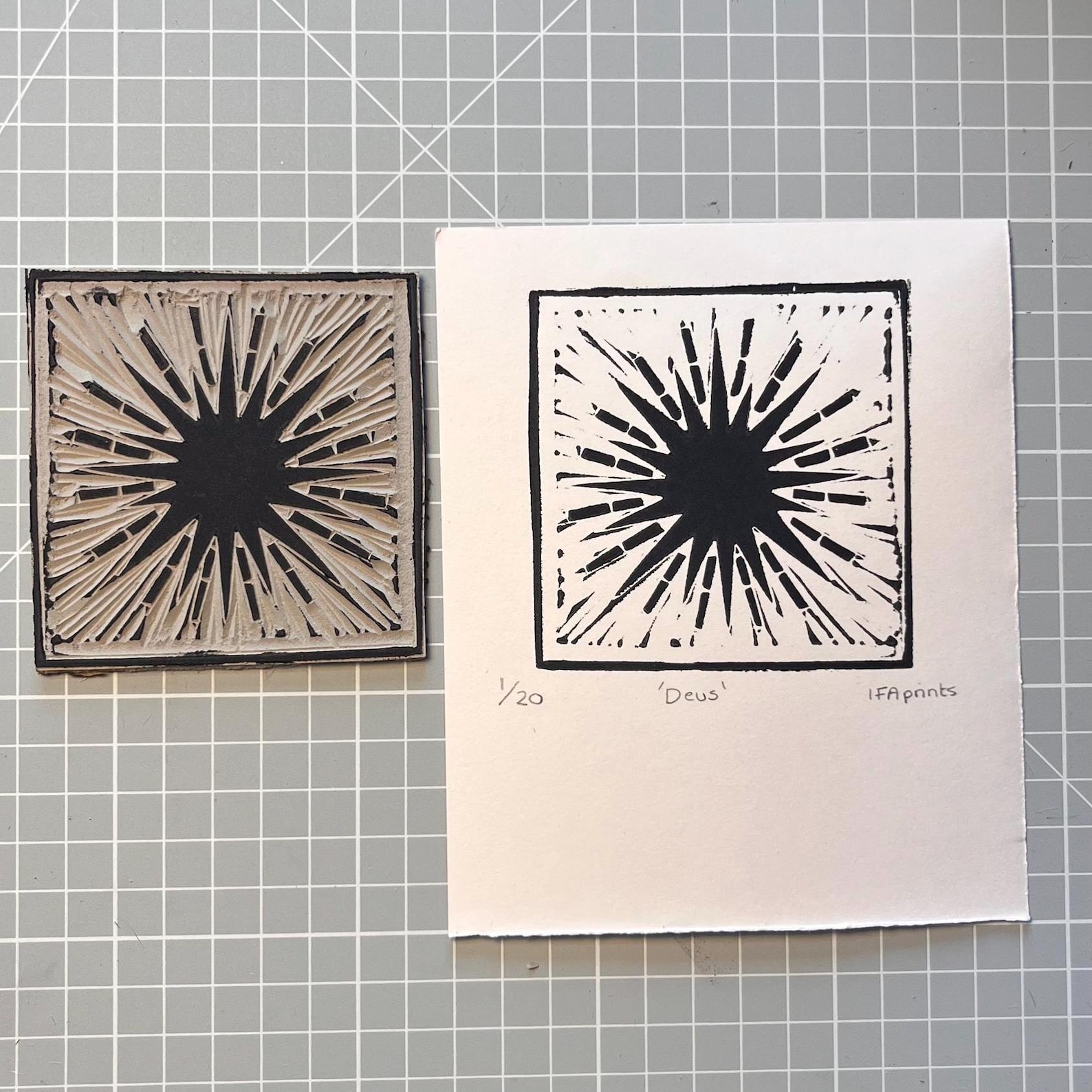 Mini Sun Lino Print ‘deus’ | Wall Art | Prints | Handmade | Home Decor ...