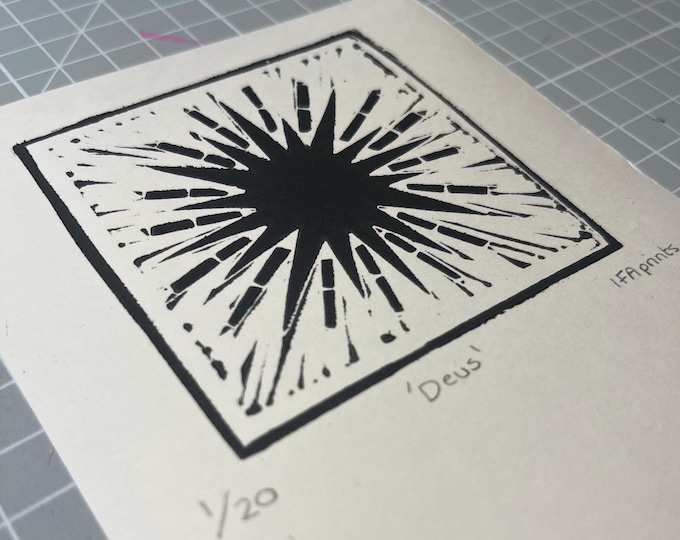 Mini Sun Lino Print ‘deus’ | Wall Art | Prints | Handmade | Home Decor ...