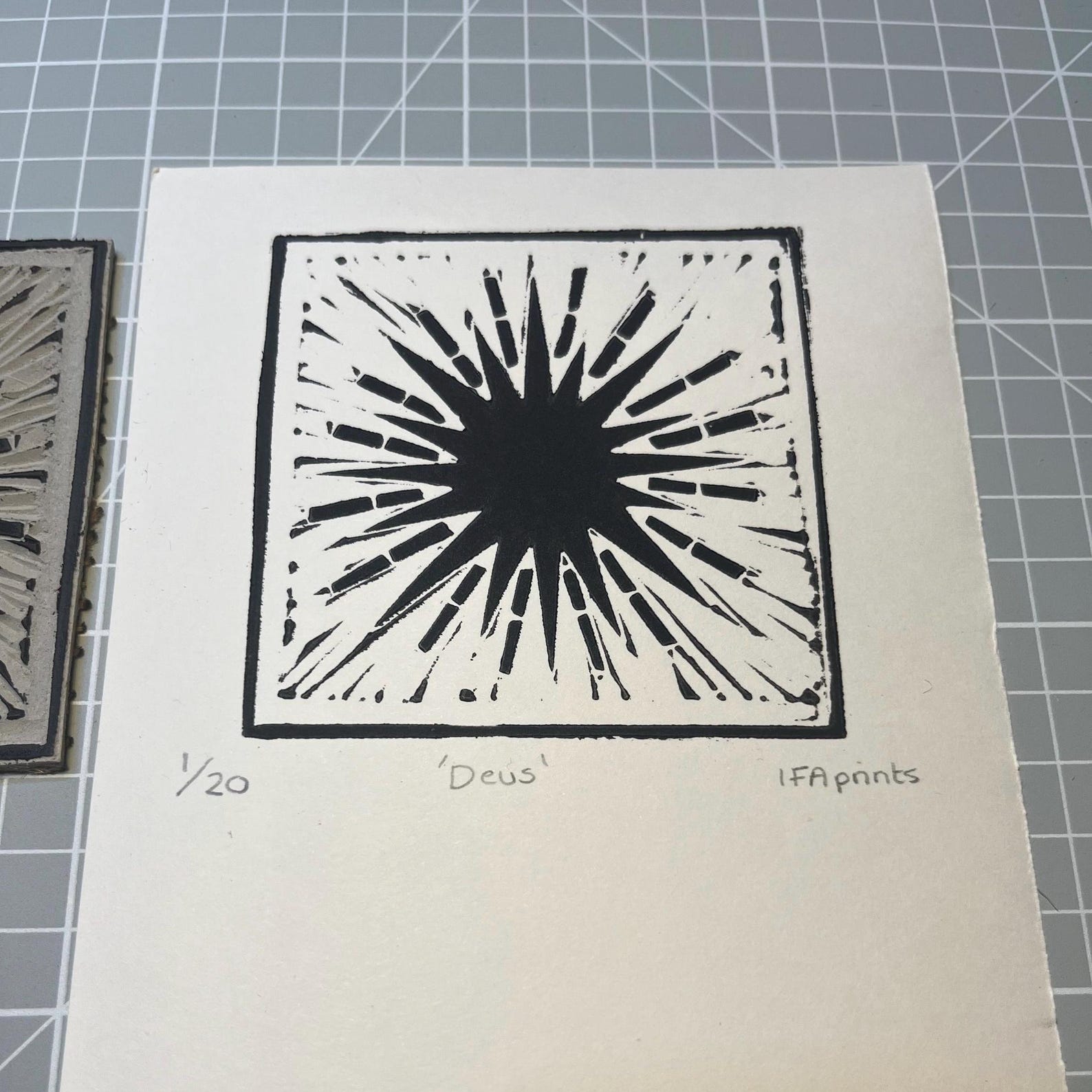 Mini Sun Lino Print ‘deus’ | Wall Art | Prints | Handmade | Home Decor ...