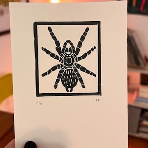 Mini Spider /tarantula Lino Cut Print - Original Handprinted on A6 - Etsy