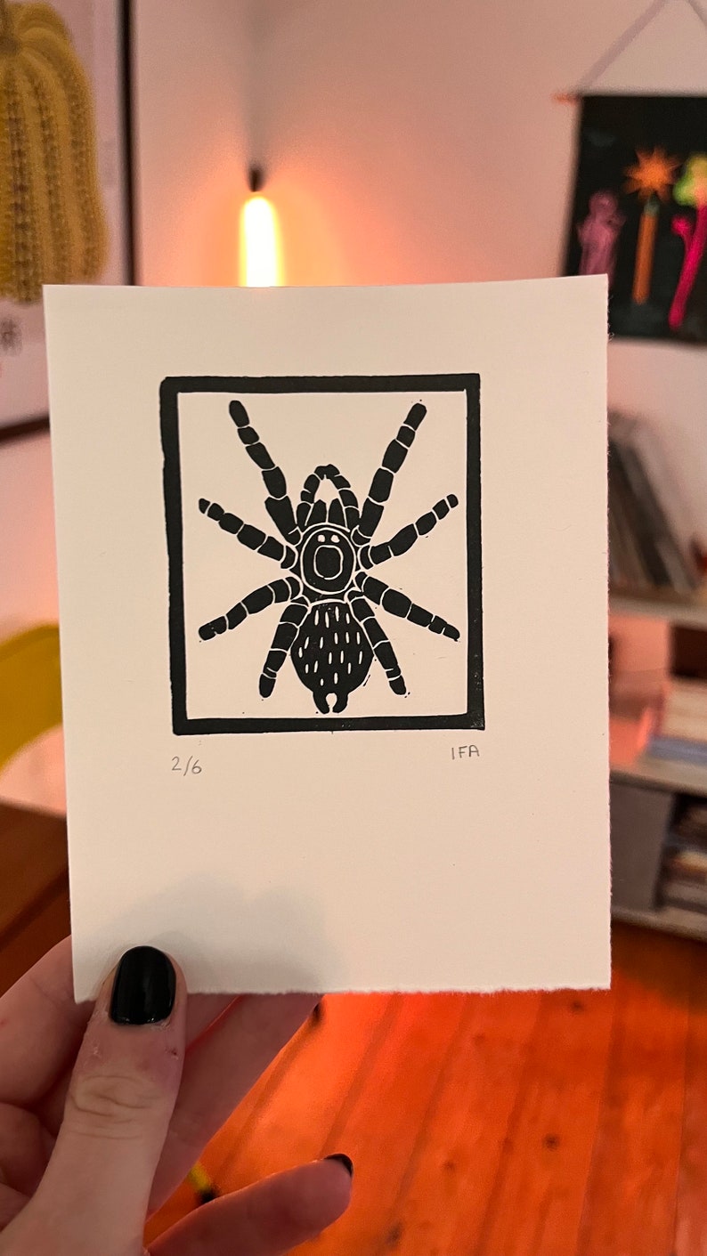 Mini Spider /tarantula Lino Cut Print - Original Handprinted on A6 - Etsy