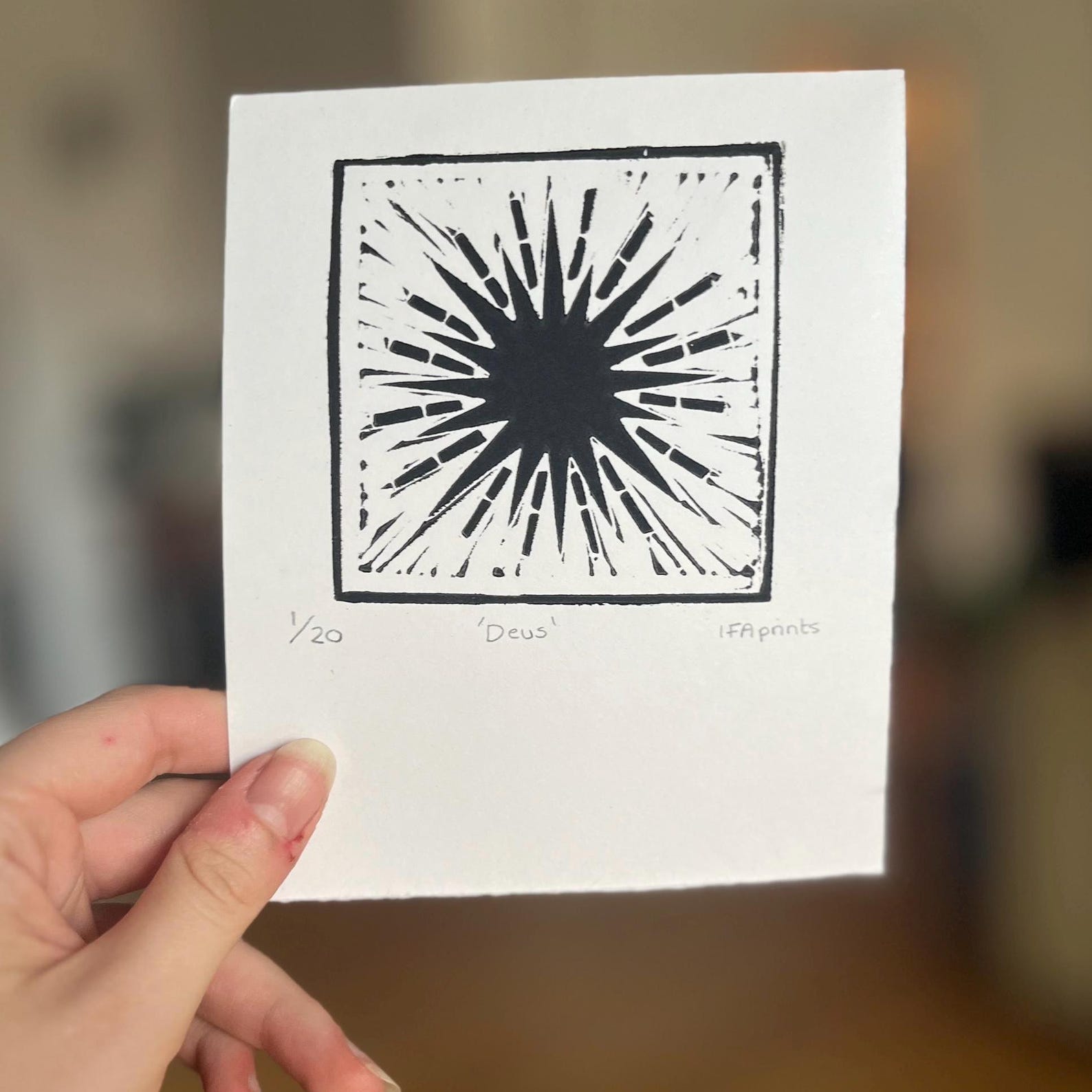 Mini Sun Lino Print ‘deus’ | Wall Art | Prints | Handmade | Home Decor ...