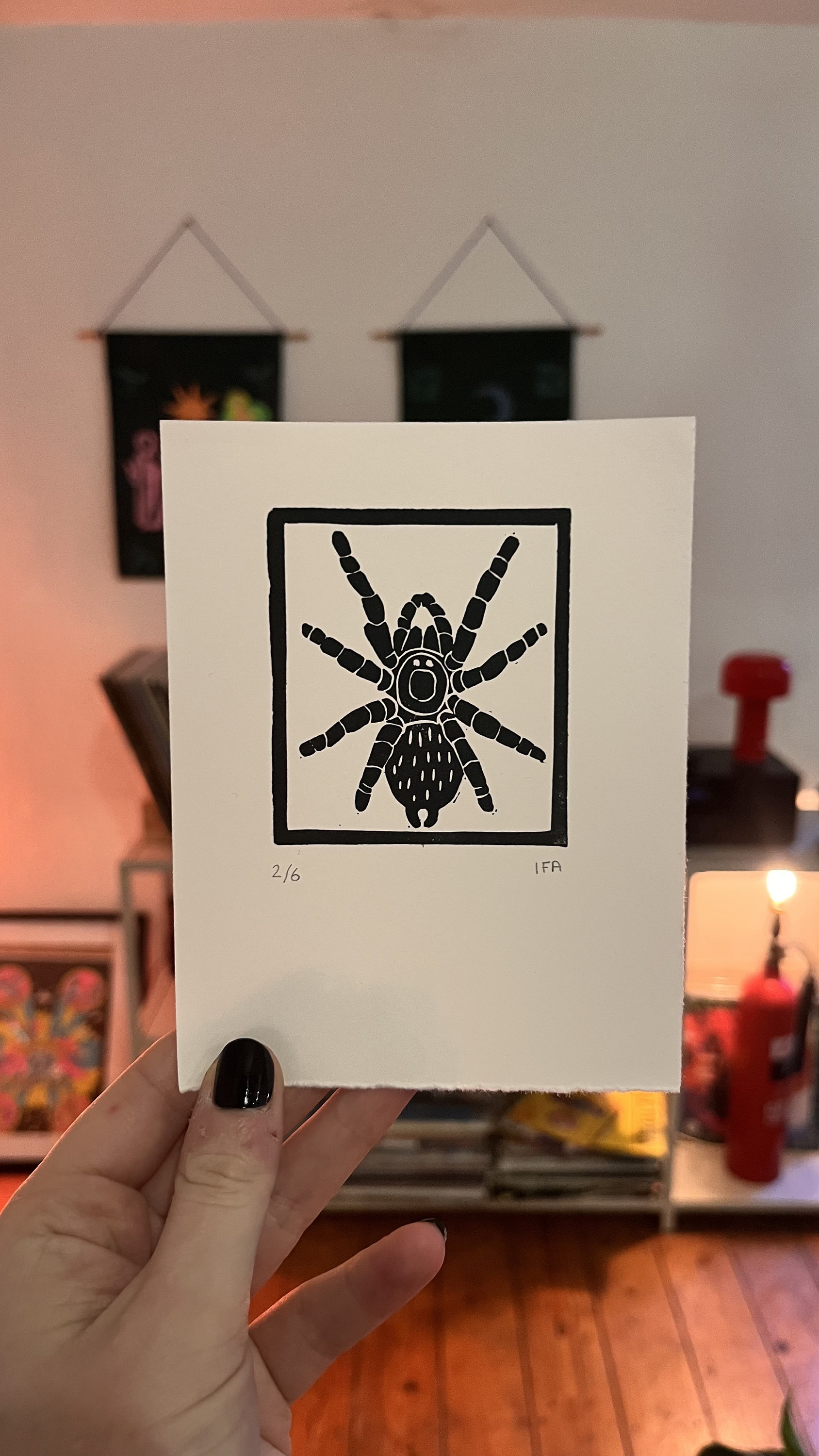 Mini Spider /tarantula Lino Cut Print - Original Handprinted on A6 - Etsy
