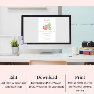 Printable Berry 1st Birthday Party Editable Instant Download Canva ...