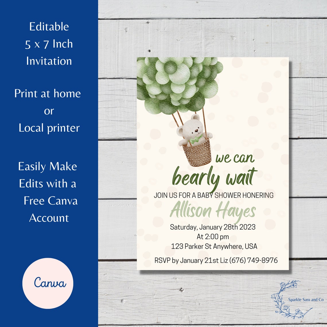 Printable | We Can Bearly Wait Shower Invitation | Party | Editable ...