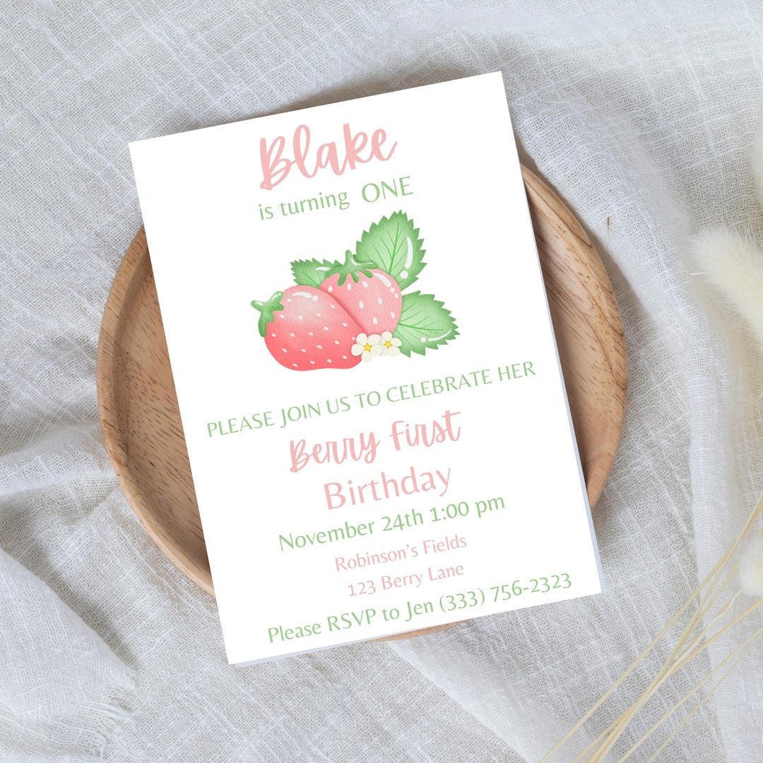 Printable | Berry 1st Birthday | Party | Editable | Instant Download ...