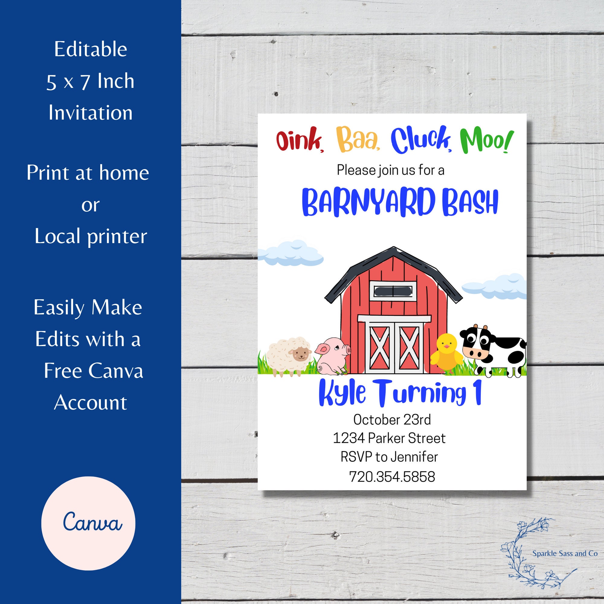 Printable | Barnyard Bash Invitation | Party | Editable | Instant ...