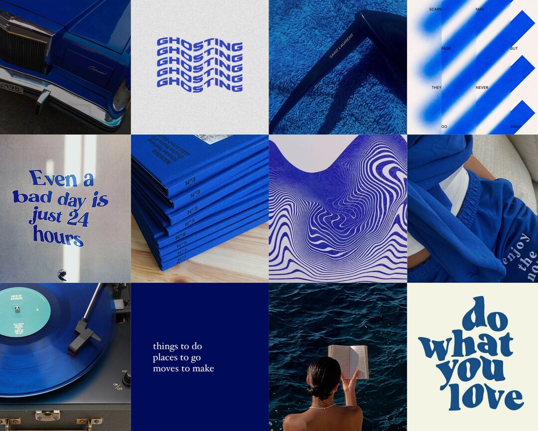 100 PCS Blue Wall Kit Blue Aesthetic DIGITAL - Etsy