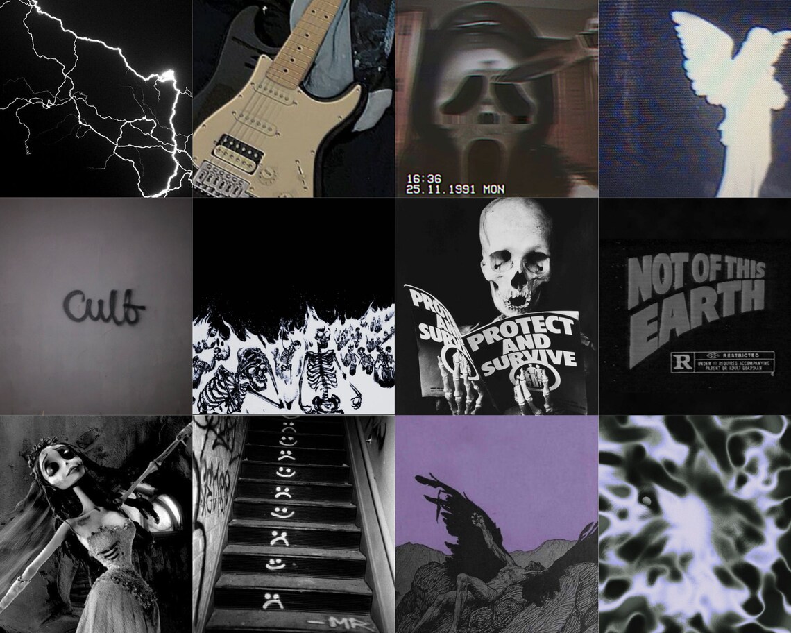 100 PCS Grunge Collage Wall Kit Black Grunge Aesthetic - Etsy