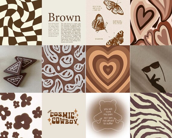 80 PCS Brown Wall Kit Brown Aesthetic DIGITAL - Etsy