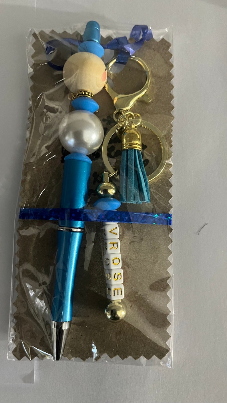 Custom Beaded Pen, Keychain & Pen Set, Keychain, Pen, Sticky Note Set ...