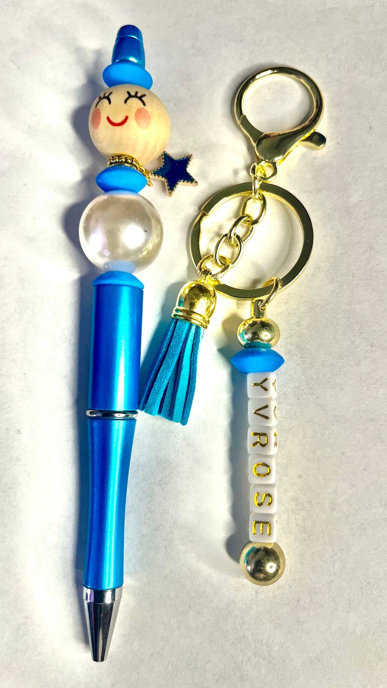 Custom Beaded Pen, Keychain & Pen Set, Keychain, Pen, Sticky Note Set ...