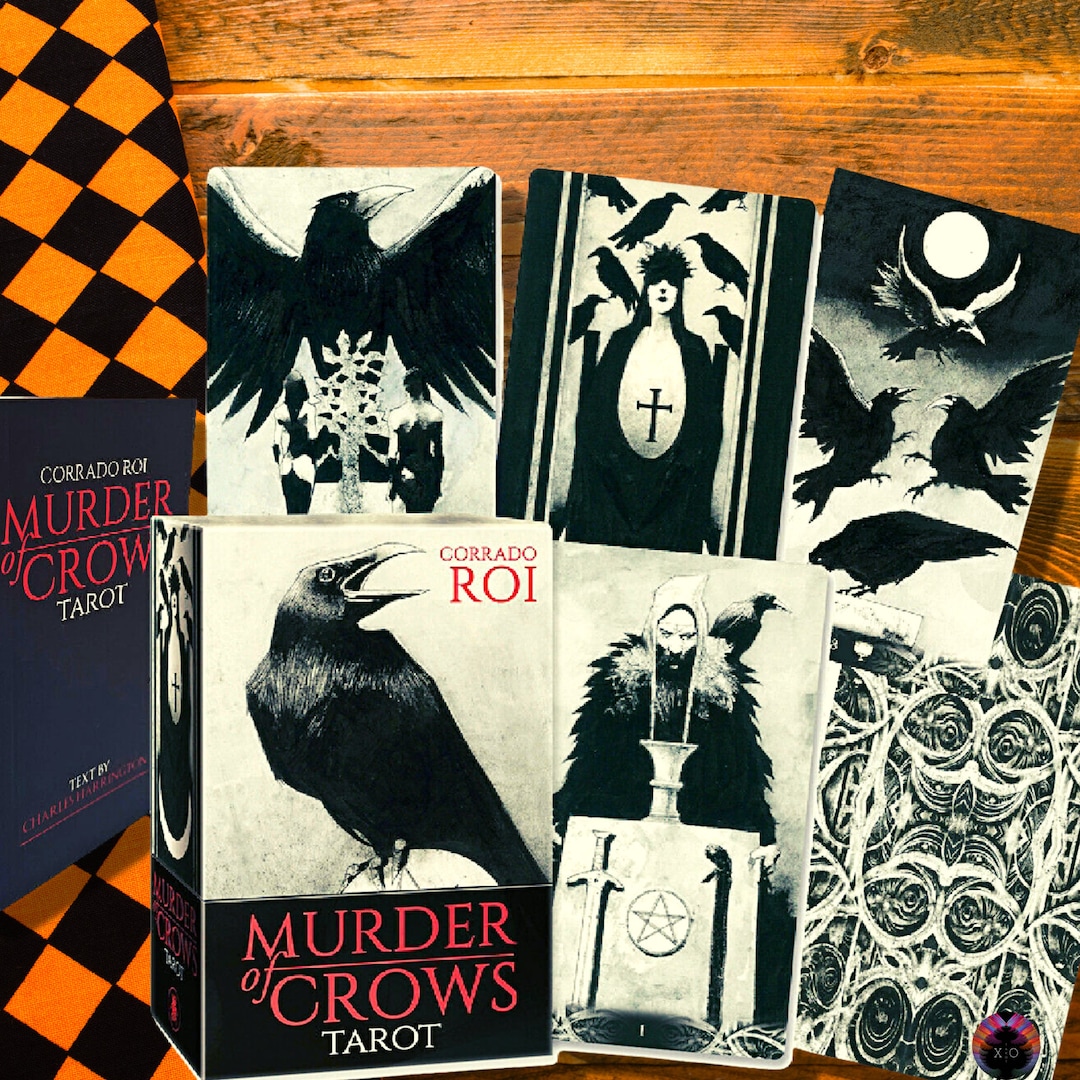 Murder of Crows Tarot Deck & Guidebook | Gothic Black and White Cards ...