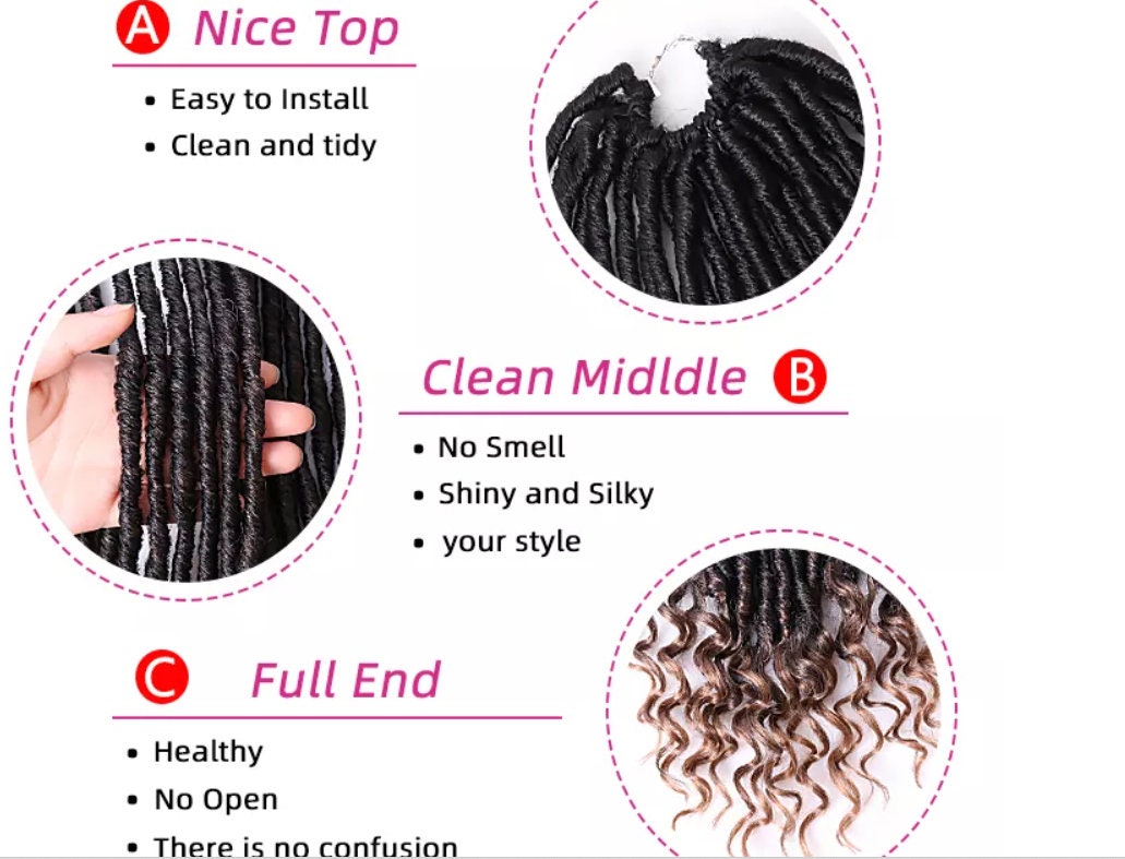 Crochet Hair Straight Faux Locs With Curly Goddess - Etsy