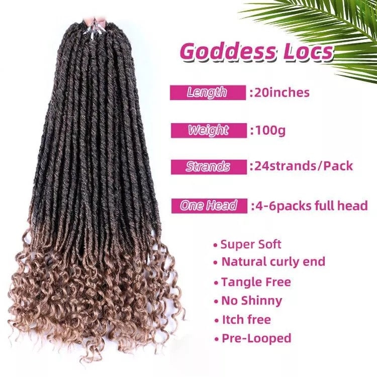 Crochet Hair Straight Faux Locs With Curly Goddess - Etsy