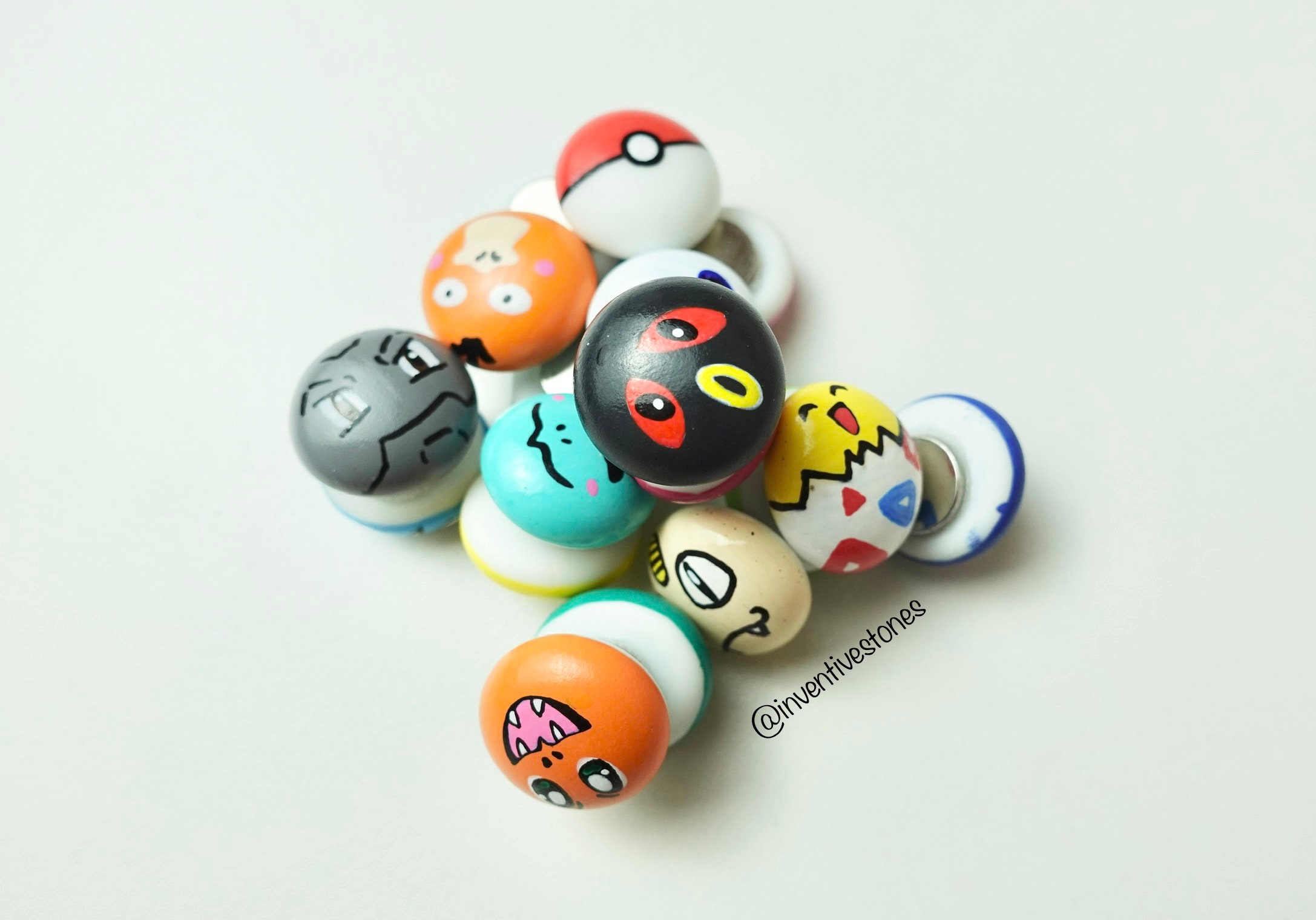 Set of 18 Mini Hand Painted Pokemon Pebble Cute Magnets. - Etsy Australia