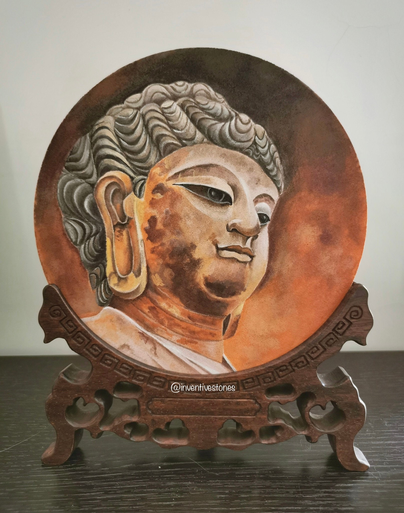 Hand Painted Buddha Stone Rock. Buddha Head Painting. Wall - Etsy