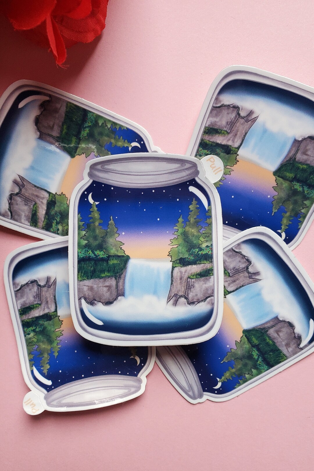 Cute Waterfall Sticker-glossy and Holographic Finish-die Cut - Etsy