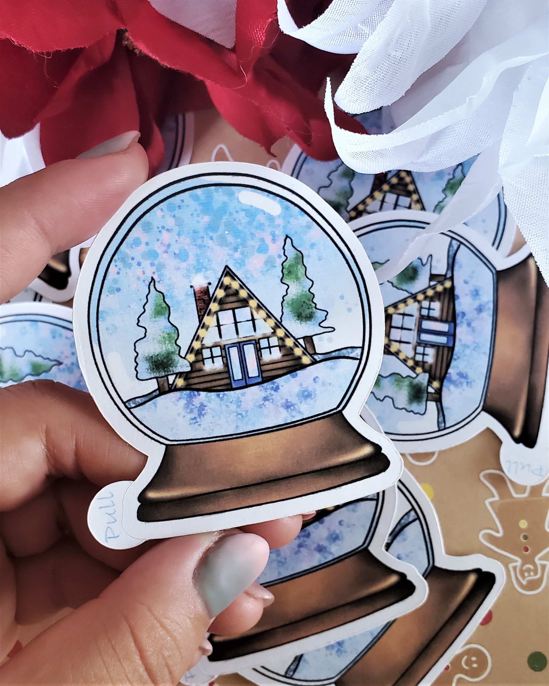 Cute Snow Globe Sticker-die Cut Snow Globe Matte/glossy - Etsy