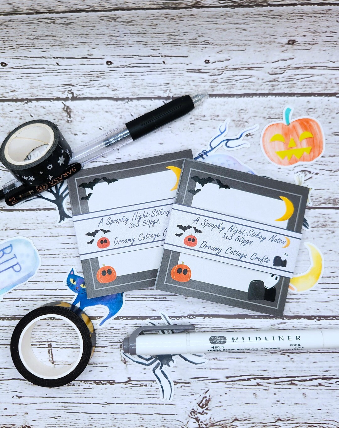 Spooky Night Sticky Notes: Ghost & Pumpkin Memo Pad - Etsy
