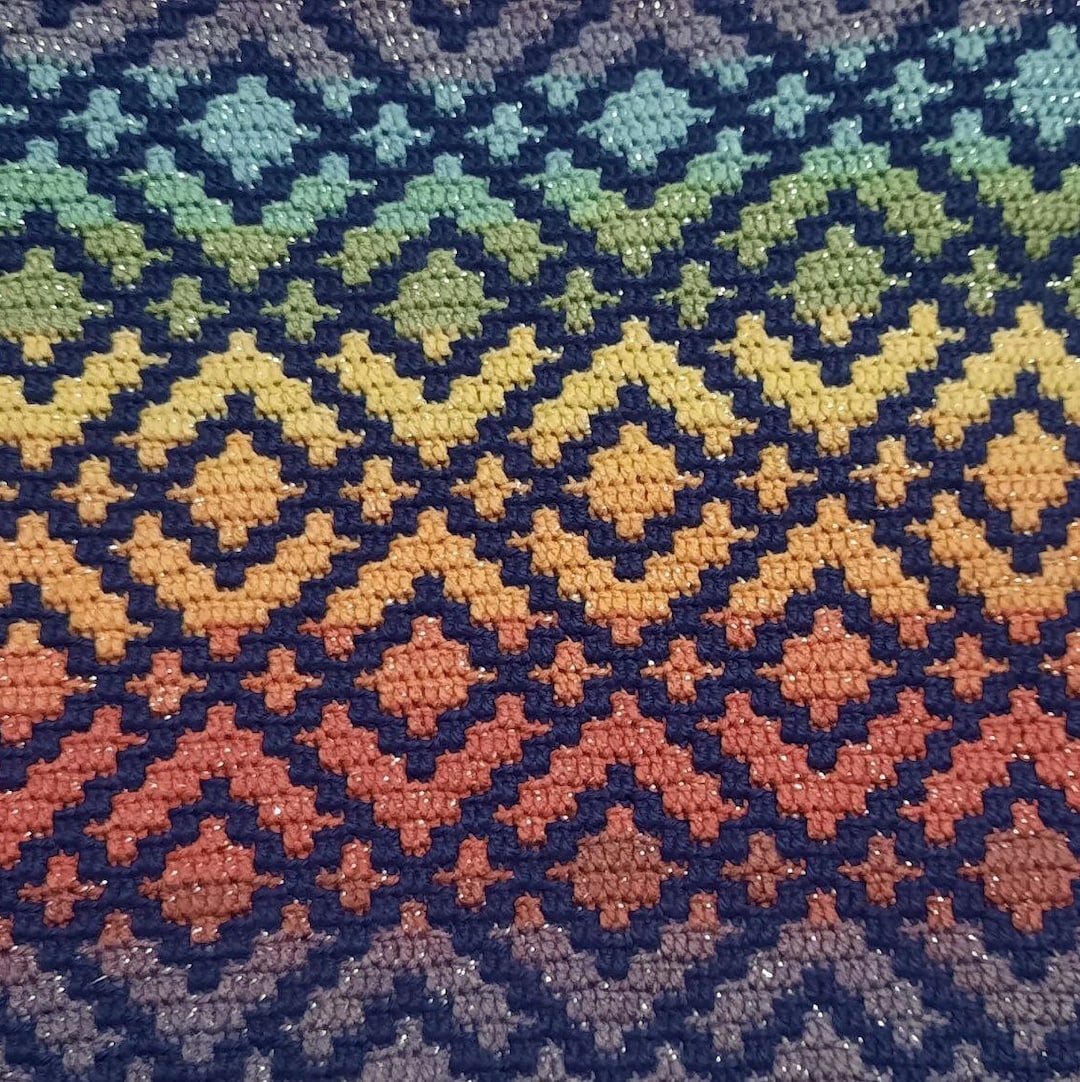 Mosaic Crochet Blanket Pattern Handmade Rustic Crochet Geometric Modern ...