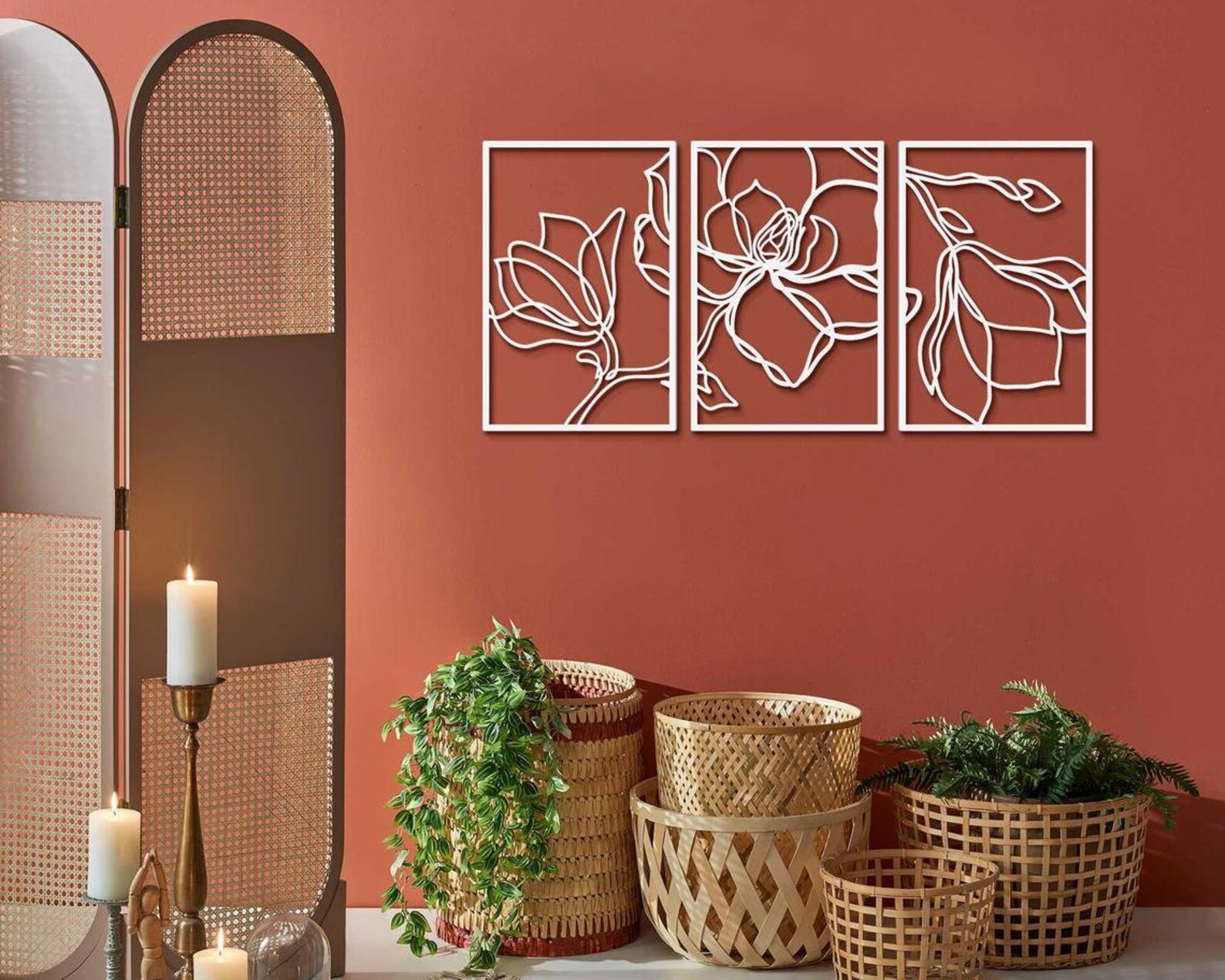 Metal Wall Art Set of 3 Metal Wall Decor Bedroom Wall Decor | Etsy